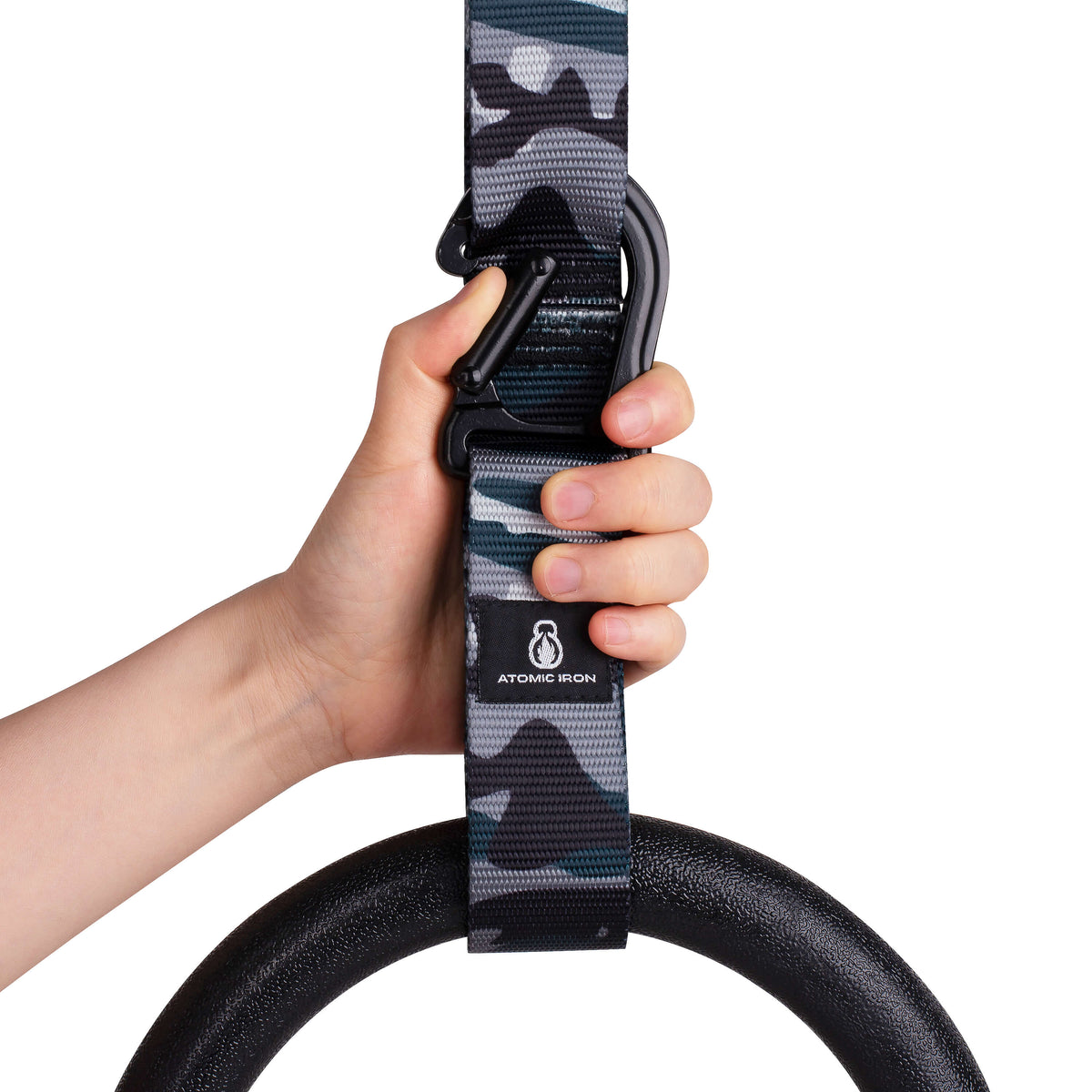 Premium Outdoor Gymnastic Rings – Grey Camo (Quick-Adjust) – Atomic Iron