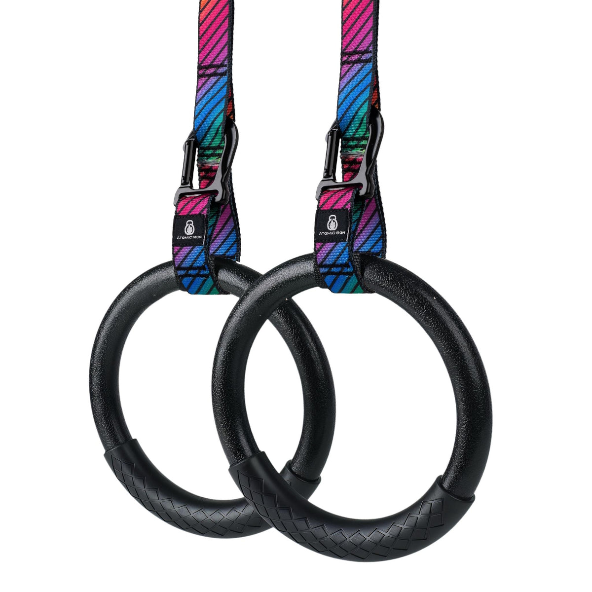 Premium Outdoor Gymnastic Rings with Carabiners (Rainbow) – Atomic Iron
